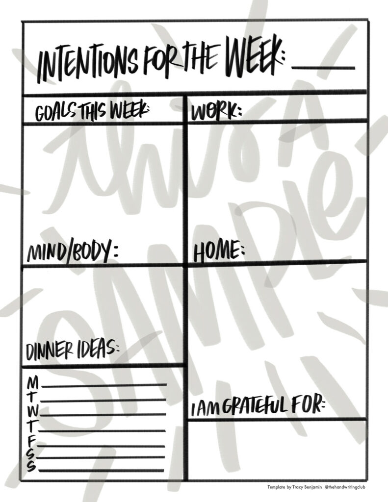 Intentions for the Week Printable! - Shutterbean