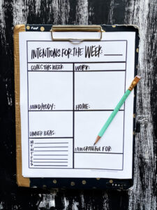 Intentions for the Week Printable! - Shutterbean